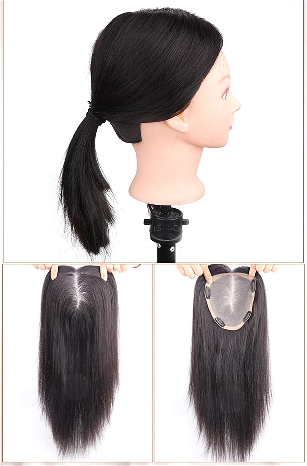 15*17CM Hand Made Topper Hairpiece Clip In 100% Human Hair Straight ...