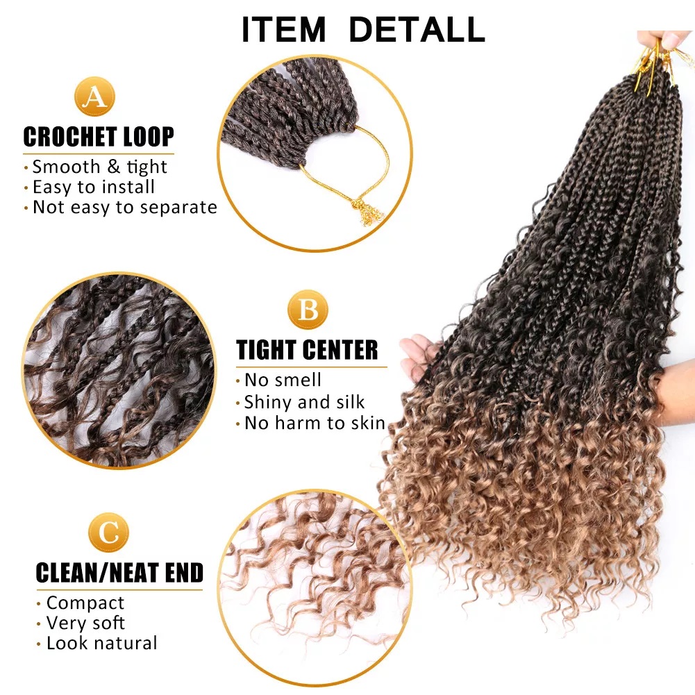 20 Inch Goddess Box Braids Curly End Bohemian Box Braiding Hair ...