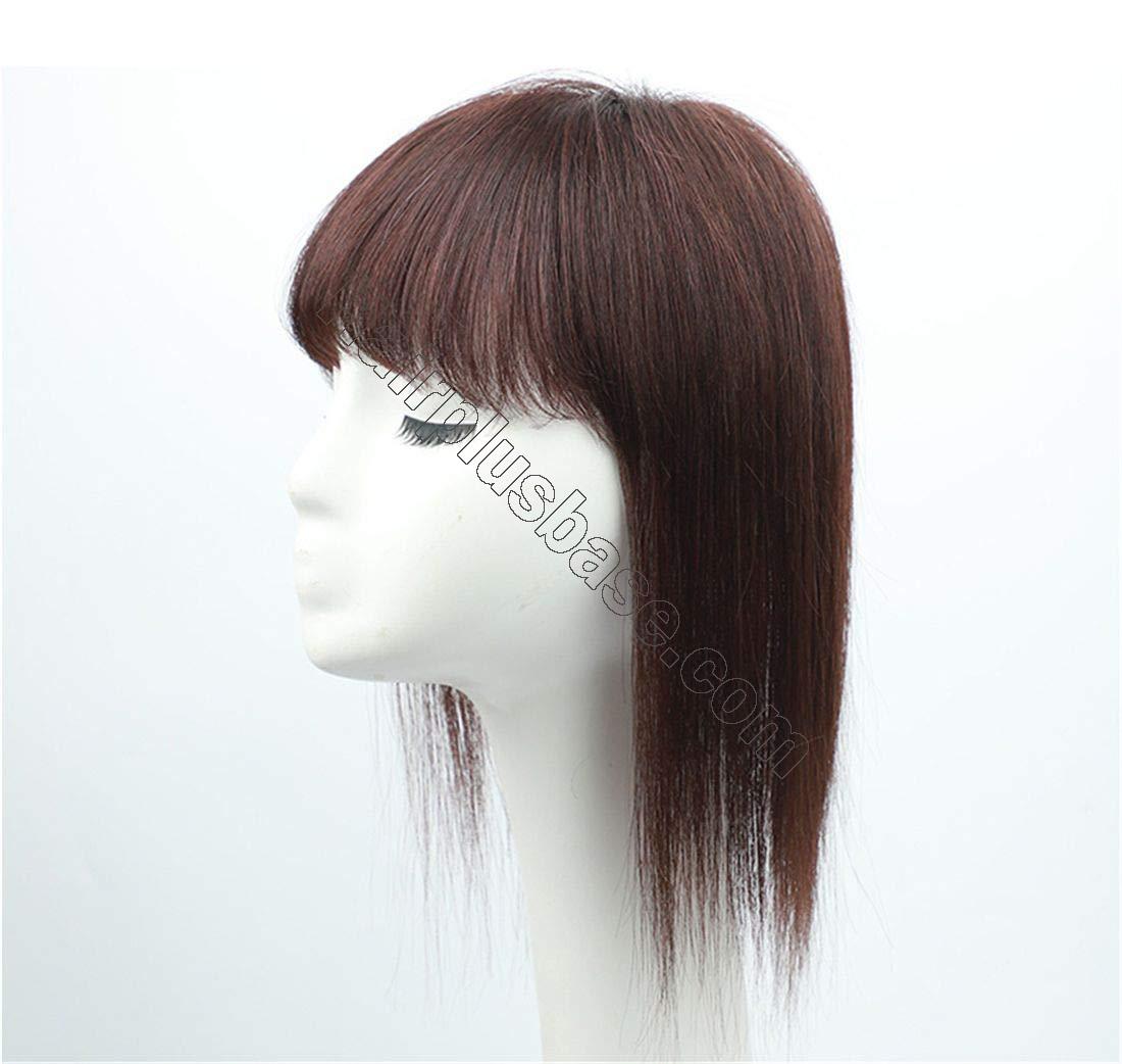 Clip on Human Hair Top Wiglet Hairpiece with Bangs for Women with ...