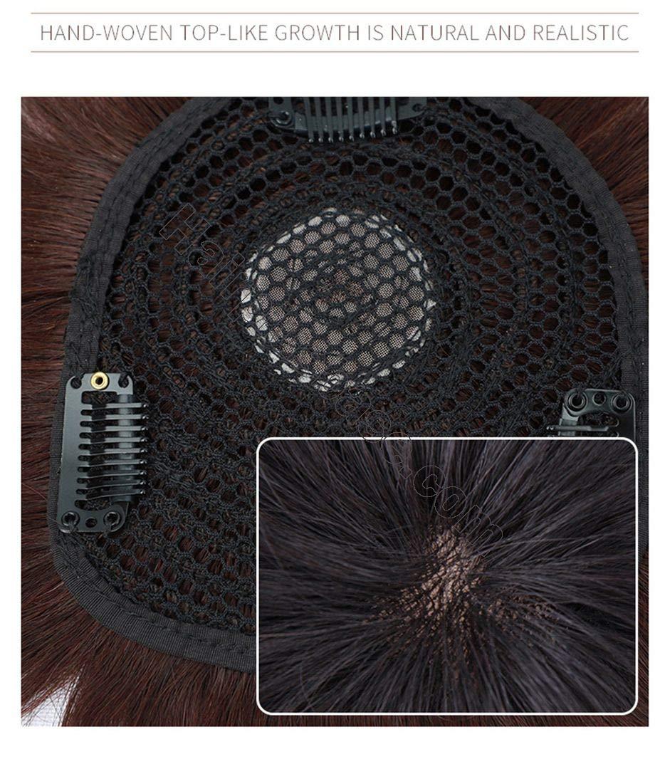 Clip on Human Hair Top Wiglet Hairpiece with Bangs for Women with ...