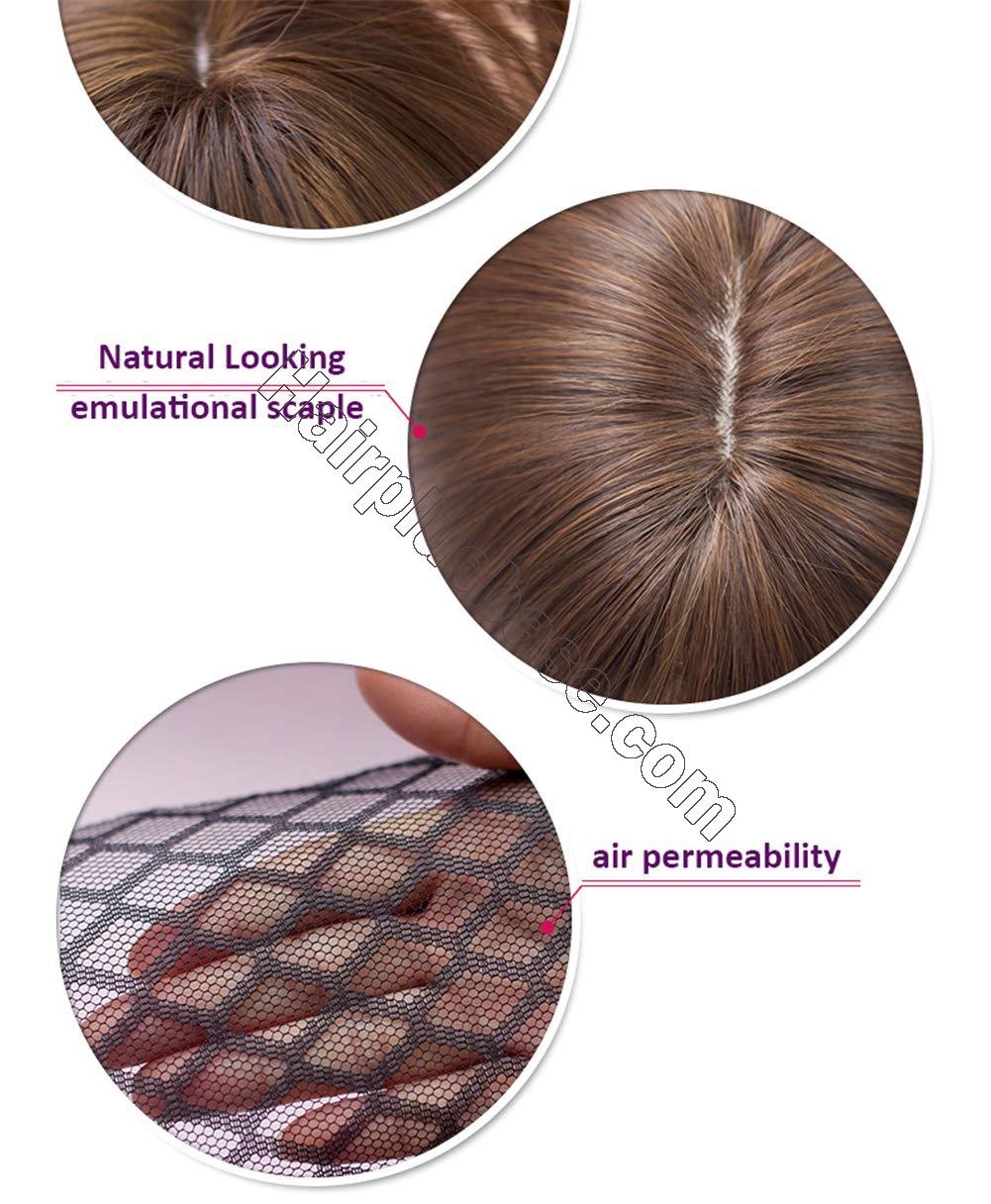 Curly Hair Topper Hairpieces with Bangs for Women, Soft Synthetic Clip ...