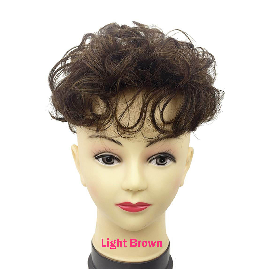 Fluffy Natural Wavy Curly Hollow out Hair Topper for Women with White ...