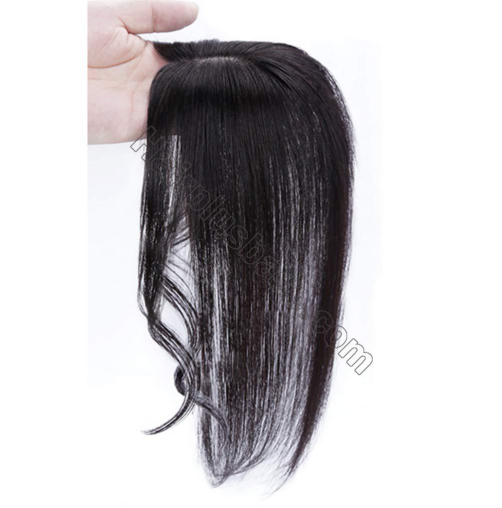 Real Human Hair Hairline Wiglet Clips on Slim Mono Crown Toppers With ...