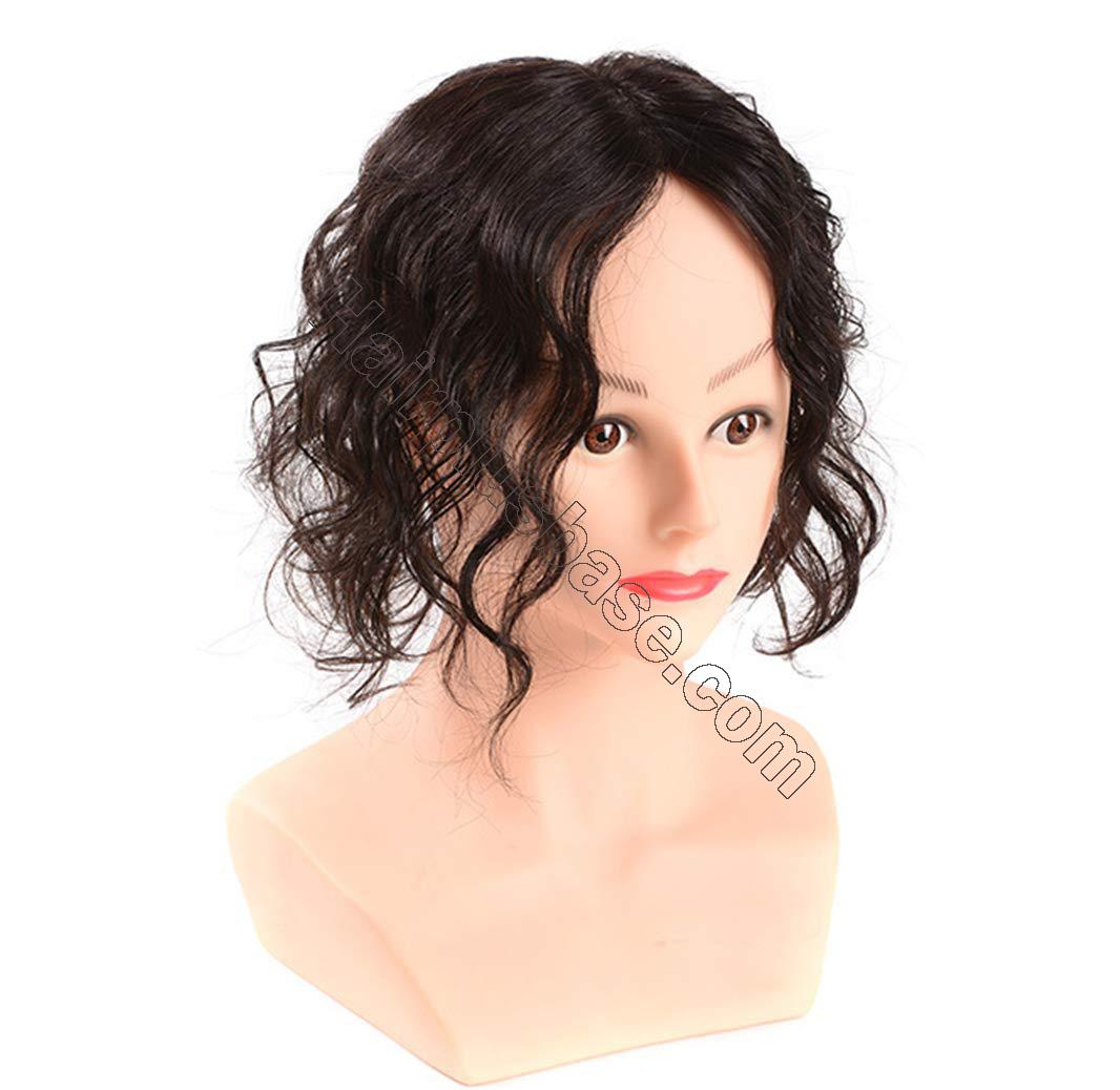 Curly Human Hair Wiglet Hairpieces for Thinning Hair, 9x14cm Silk Base ...